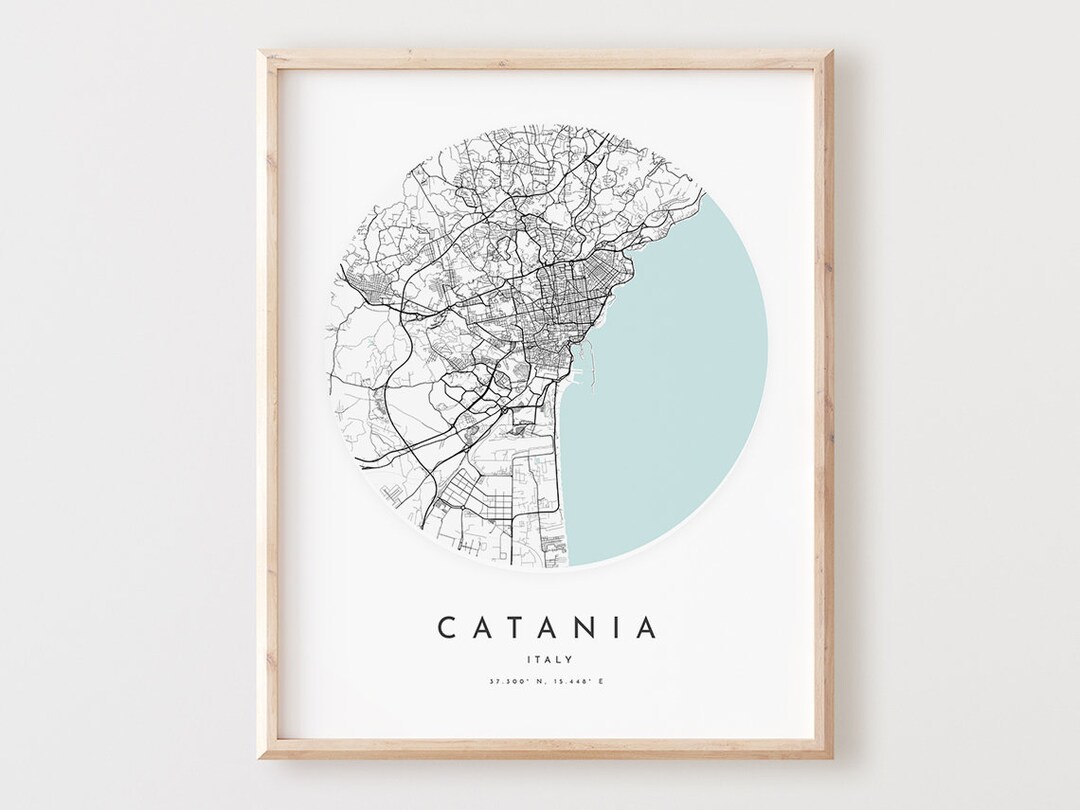 Catania Map Print, Catania Map Poster City Wall Art, Catania Road Map ...