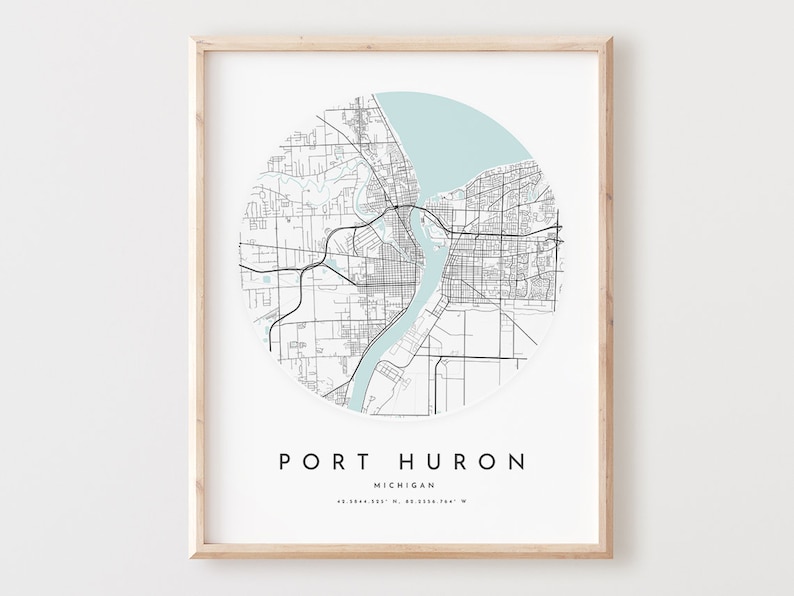 Port Huron Map Print Port Huron Map Poster City Wall Art Mi - Etsy