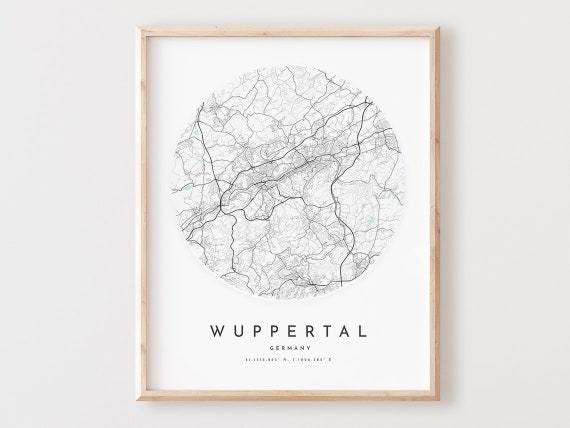 Wuppertal Map Print Wuppertal Map Poster City Wall Art - Etsy