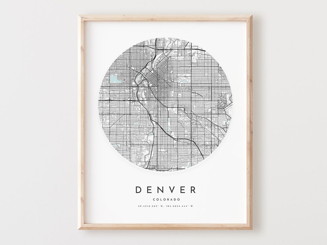 Denver Map Print, Denver Map Poster City Wall Art, Co Road Map ...