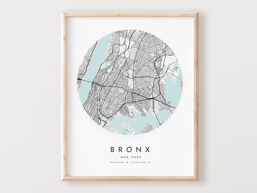 Bronx Map Print, Bronx Map Poster City Wall Art, Ny Road Map, New York ...