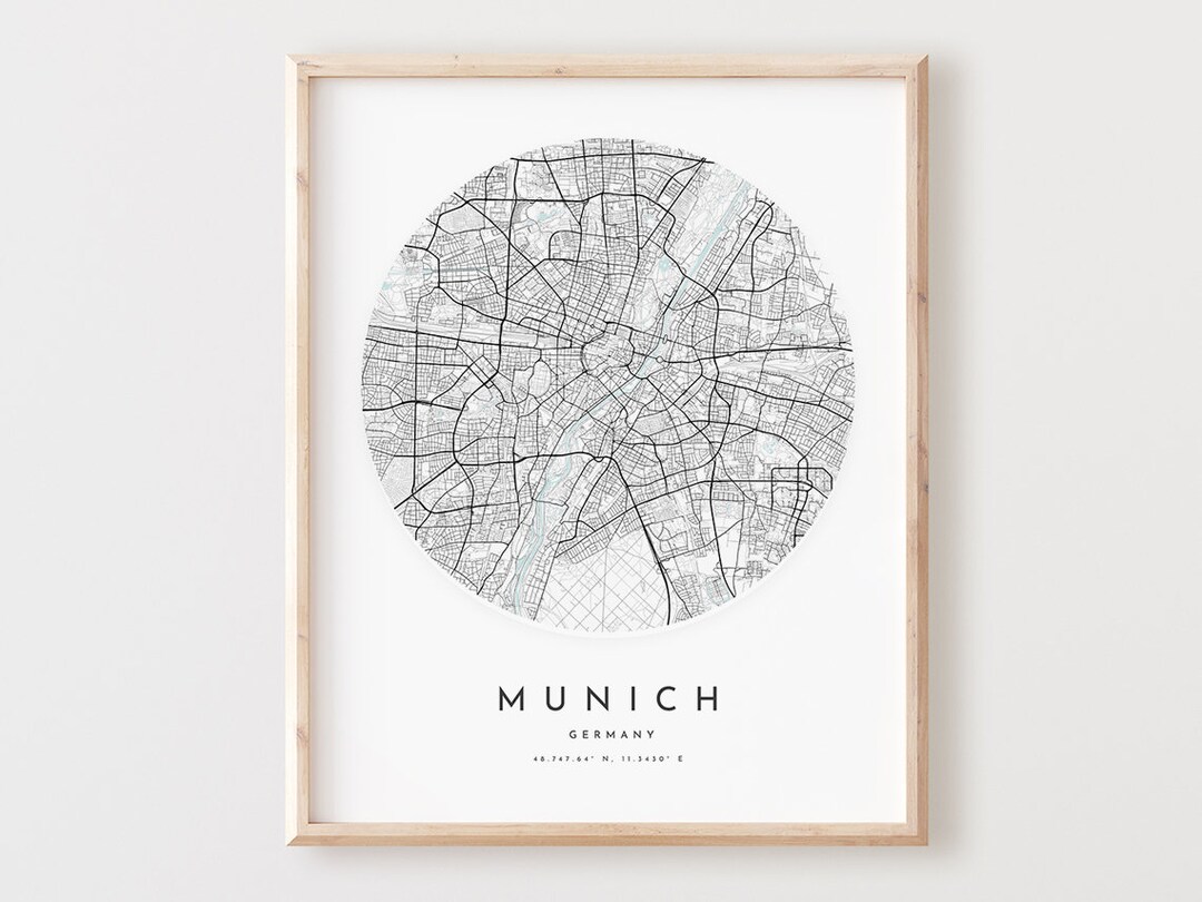 Munich Map Print, Munich Map Poster City Wall Art, Munich Road Map ...