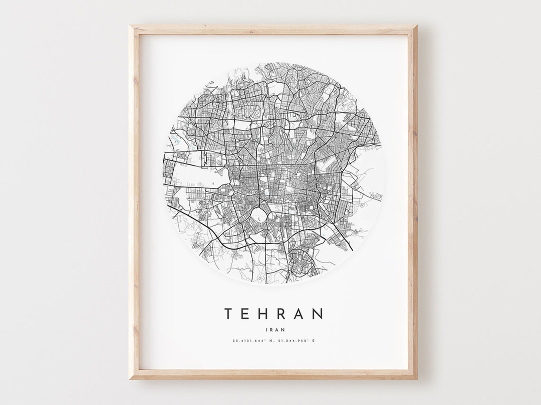 Tehran Map Print, Tehran Map Poster City Wall Art, Tehran Road Map ...