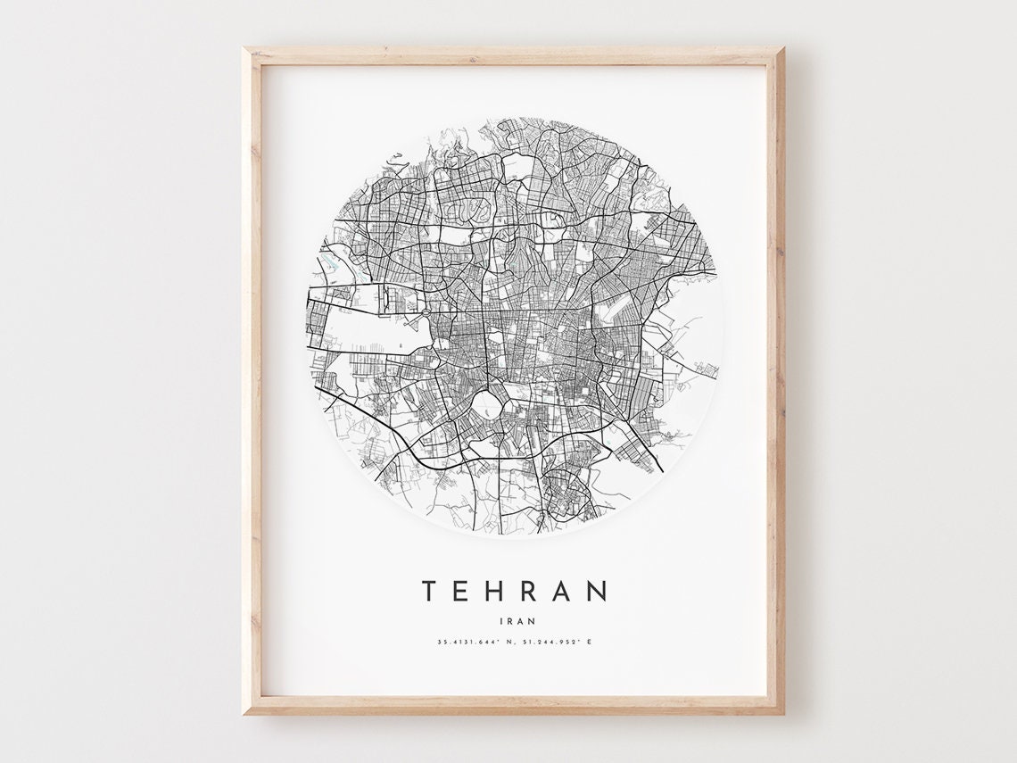 Tehran Map Print Tehran Map Poster City Wall Art Tehran Road - Etsy
