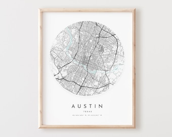 Austin Map Print, Austin Map Poster Wall Art, Tx City Map, Texas Print ...