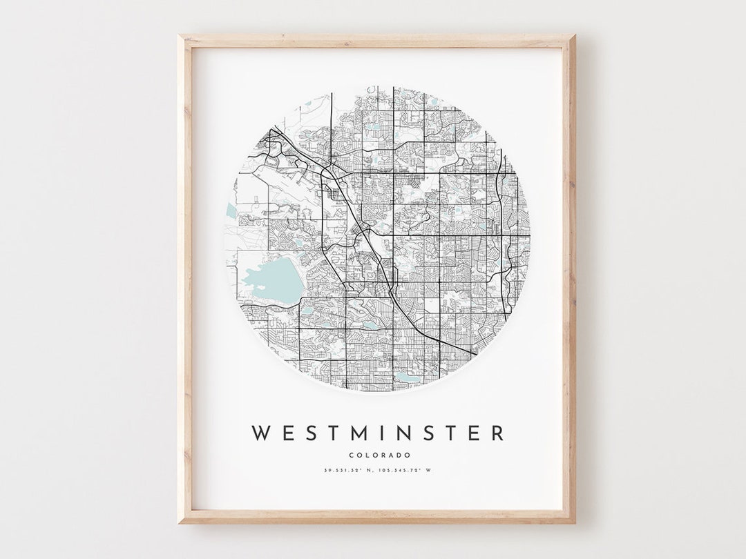 Westminster Map Print, Westminster Map Poster City Wall Art, Co Road ...