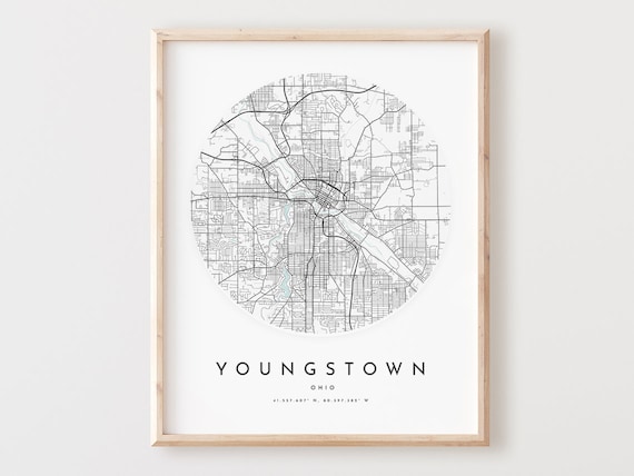Youngstown Map Print Youngstown Map Poster City Wall Art Oh | Etsy