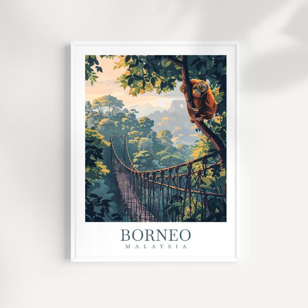 Borneo Travel Poster: Malaysia Wall Art Print - Etsy