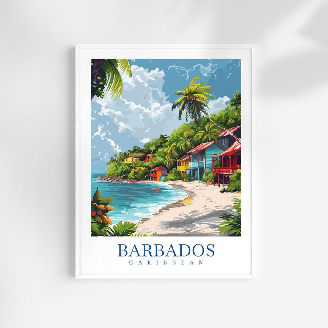 Barbados Travel Print Caribbean Wall Art Barbados Wall Hanging Home ...