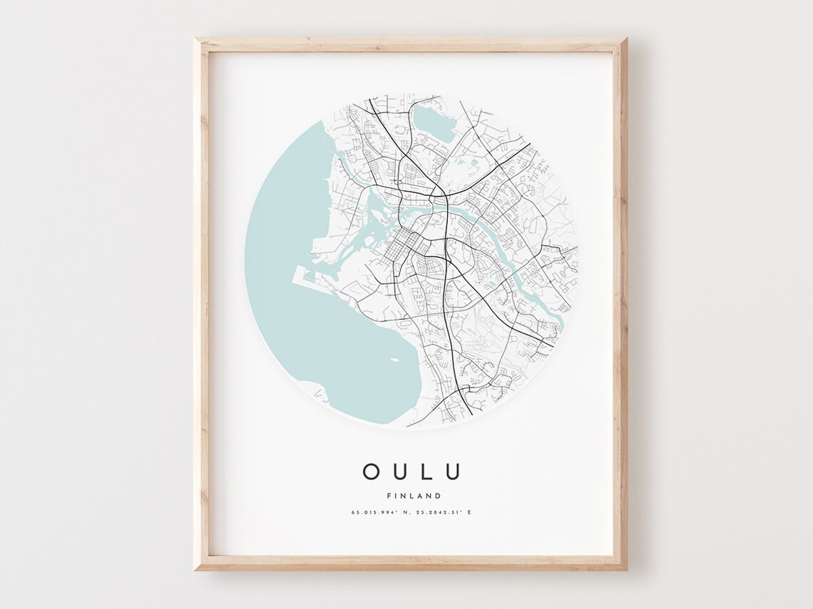 Oulu Map Print Oulu Map Poster City Wall Art Oulu Road Map | Etsy