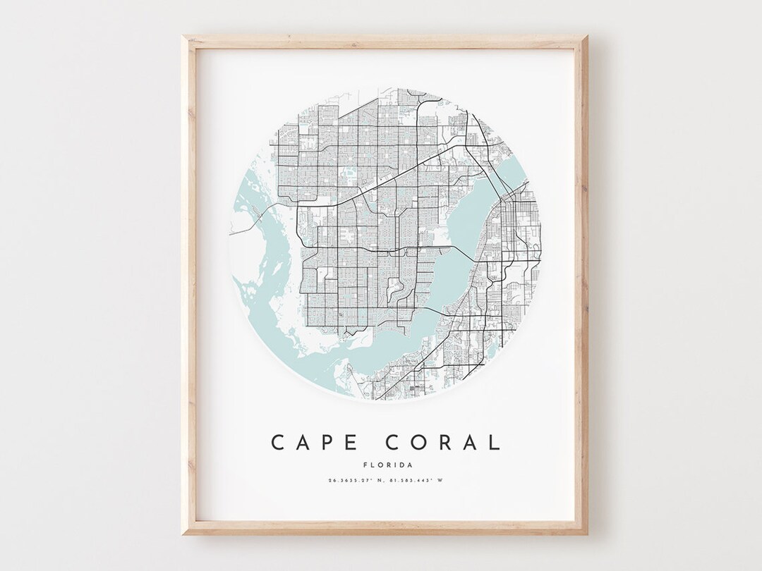 Cape Coral Map Print, Cape Coral Map Poster City Wall Art, Fl Road Map ...
