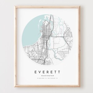 Everett Map Print, Everett Map Poster City Wall Art, Wa Road Map ...