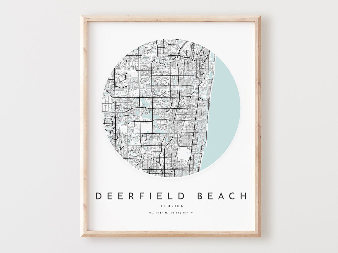 Deerfield Beach Map Print Deerfield Beach Map Poster City | Etsy