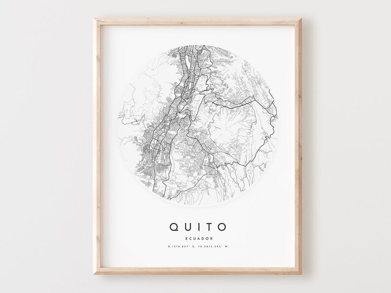 Quito Map Print Quito Map Poster City Wall Art Quito Road | Etsy