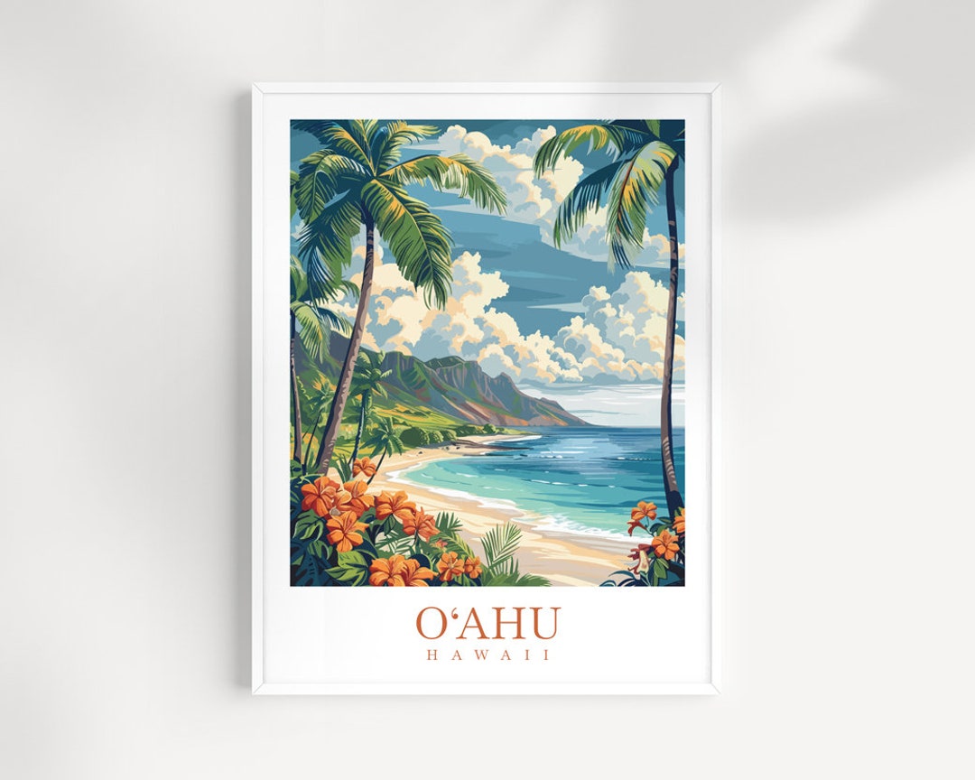 Oahu Print Travel Print Wall Art Hawaii Wall Hanging Home Décor Oahu ...
