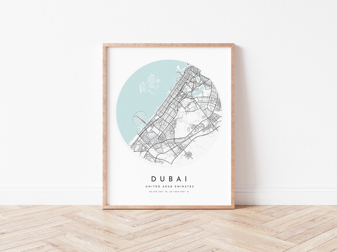 Dubai Map Print: Modern City Street Art Poster - Etsy