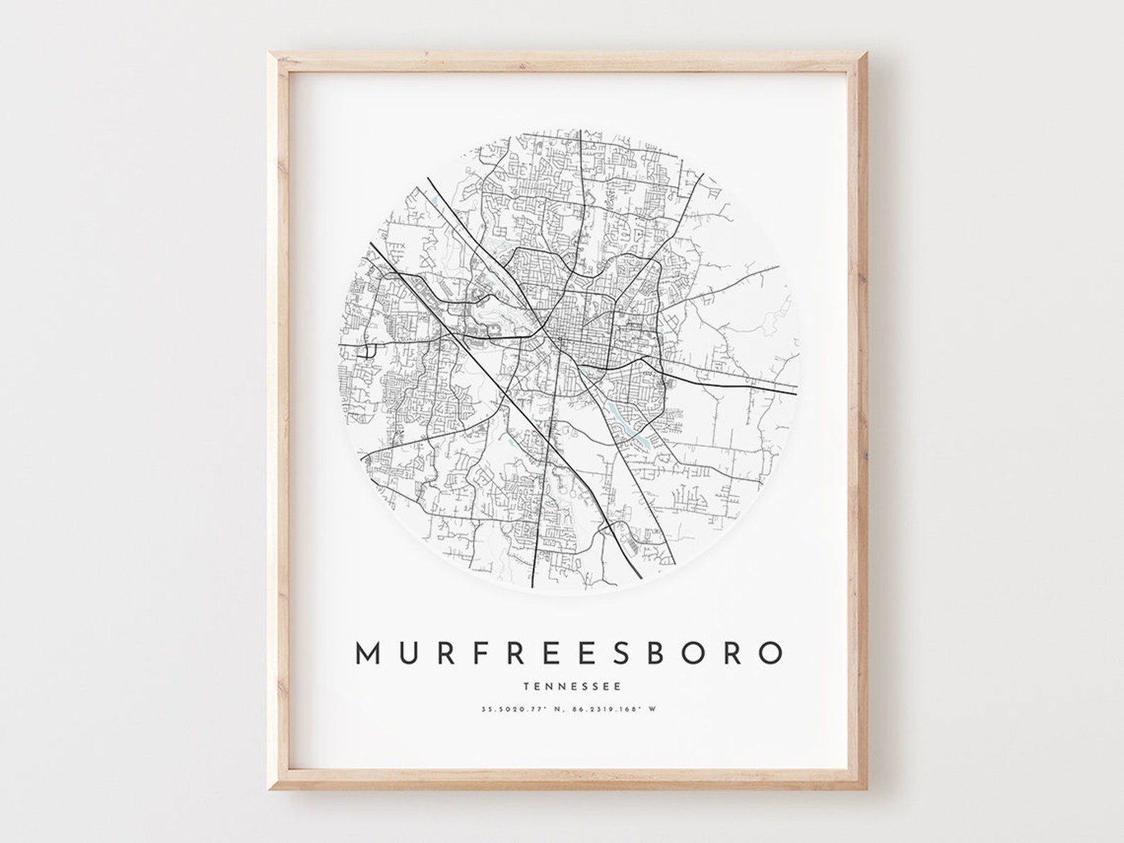Murfreesboro Map Print, Murfreesboro Map Poster City Wall Art, Tn Road ...
