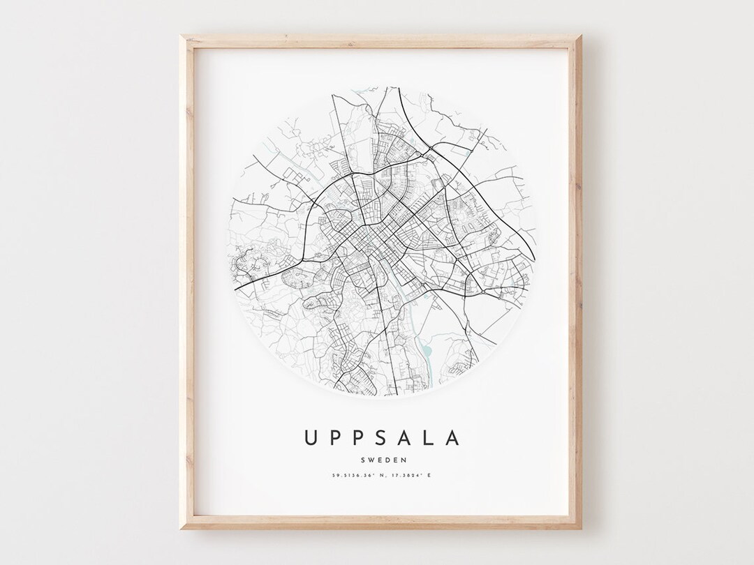 Uppsala Map Print, Uppsala Map Poster City Wall Art, Uppsala Road Map ...