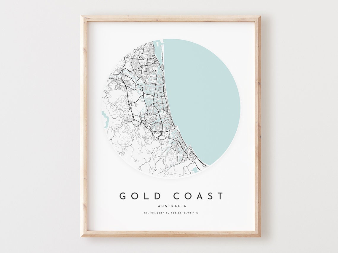 Gold Coast Map Print Gold Coast Map Poster City Wall Art - Etsy