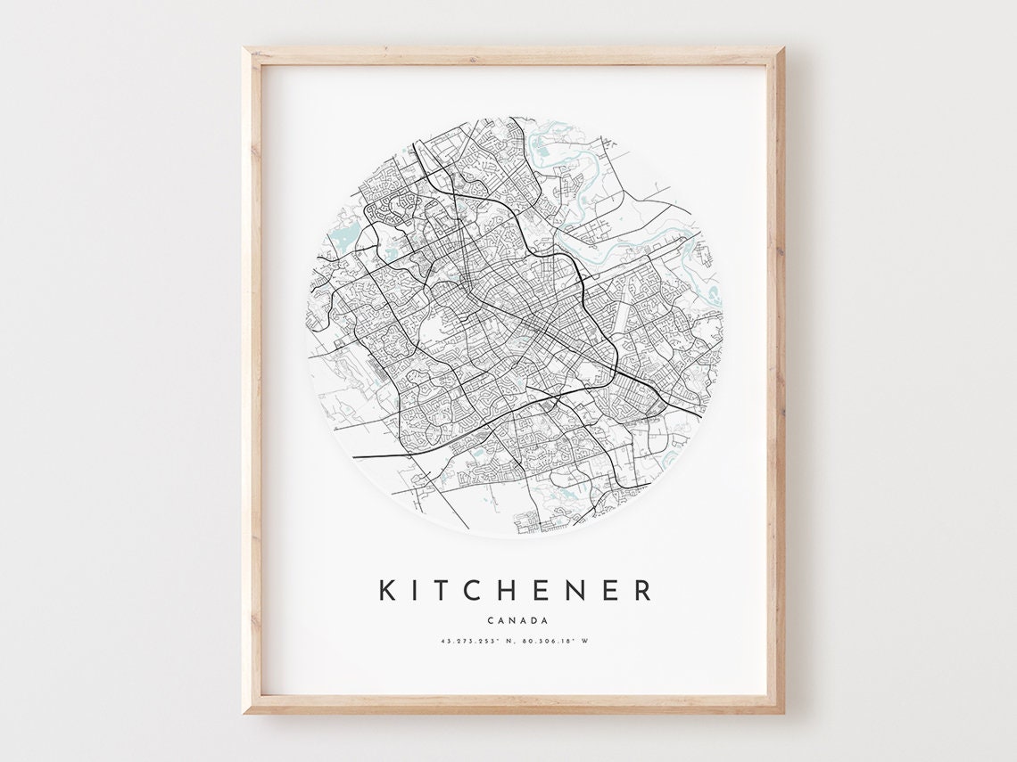 Kitchener Map Print, Kitchener Map Poster City Wall Art, Kitchener Road ...