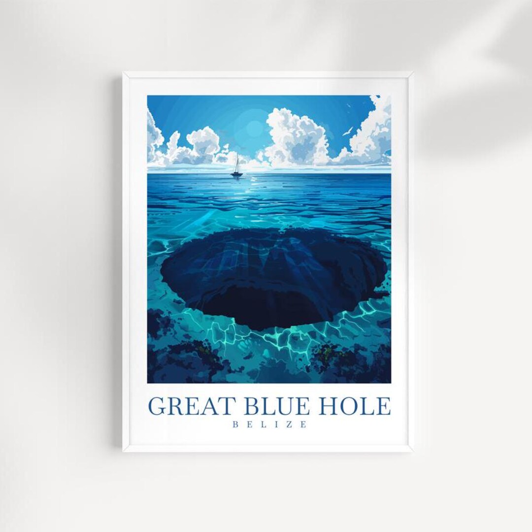 Great Blue Hole Travel Print Wall Art Belize Wall Hanging Belize Home ...