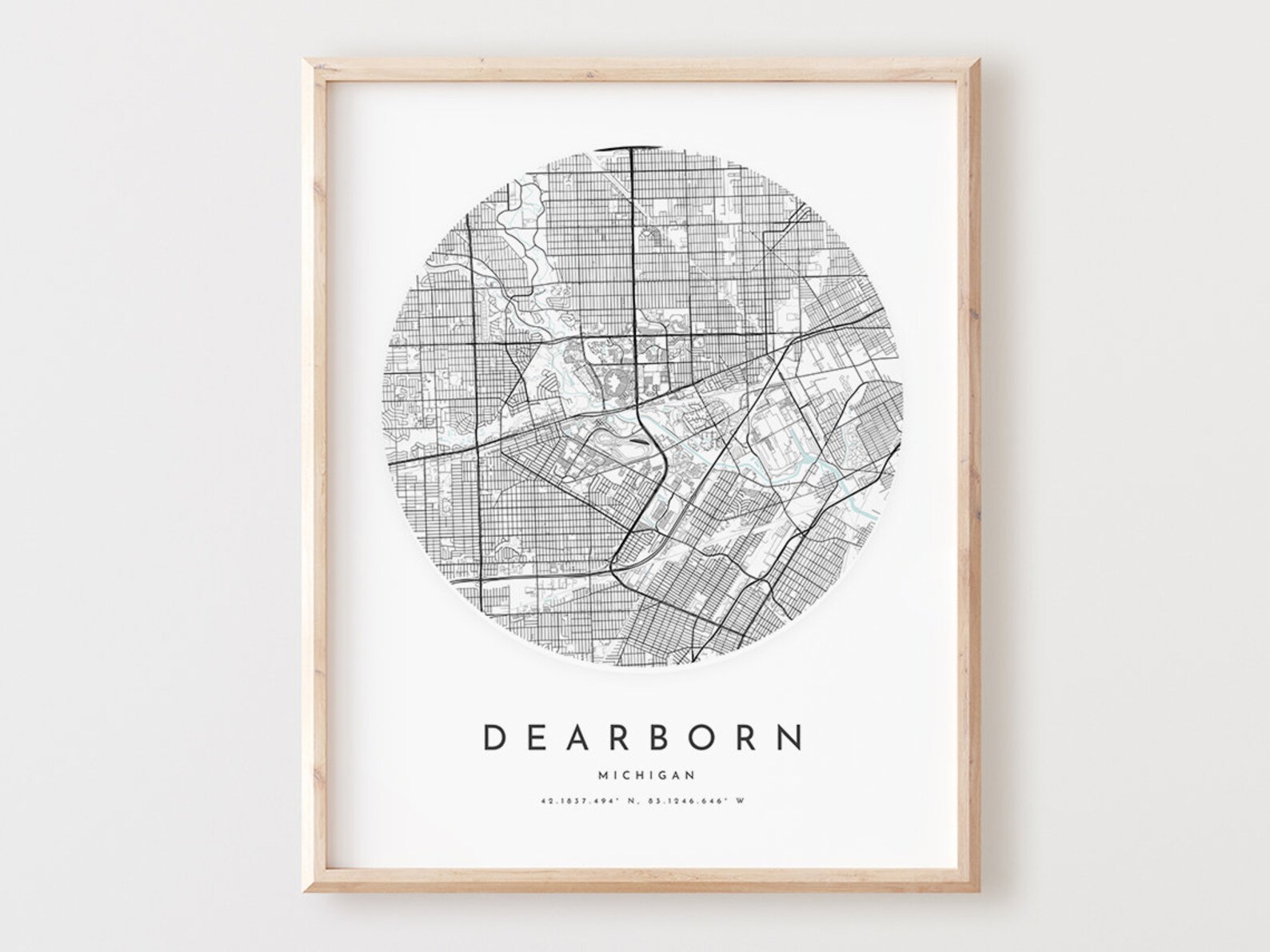 Dearborn Map Print Dearborn Map Poster City Wall Art Mi Road | Etsy