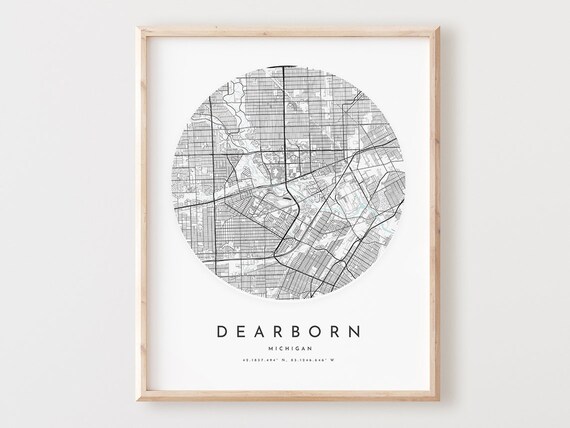 Dearborn Map Print Dearborn Map Poster City Wall Art Mi Road | Etsy