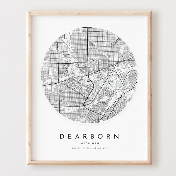 Street Map of Dearborn Michigan - Etsy UK