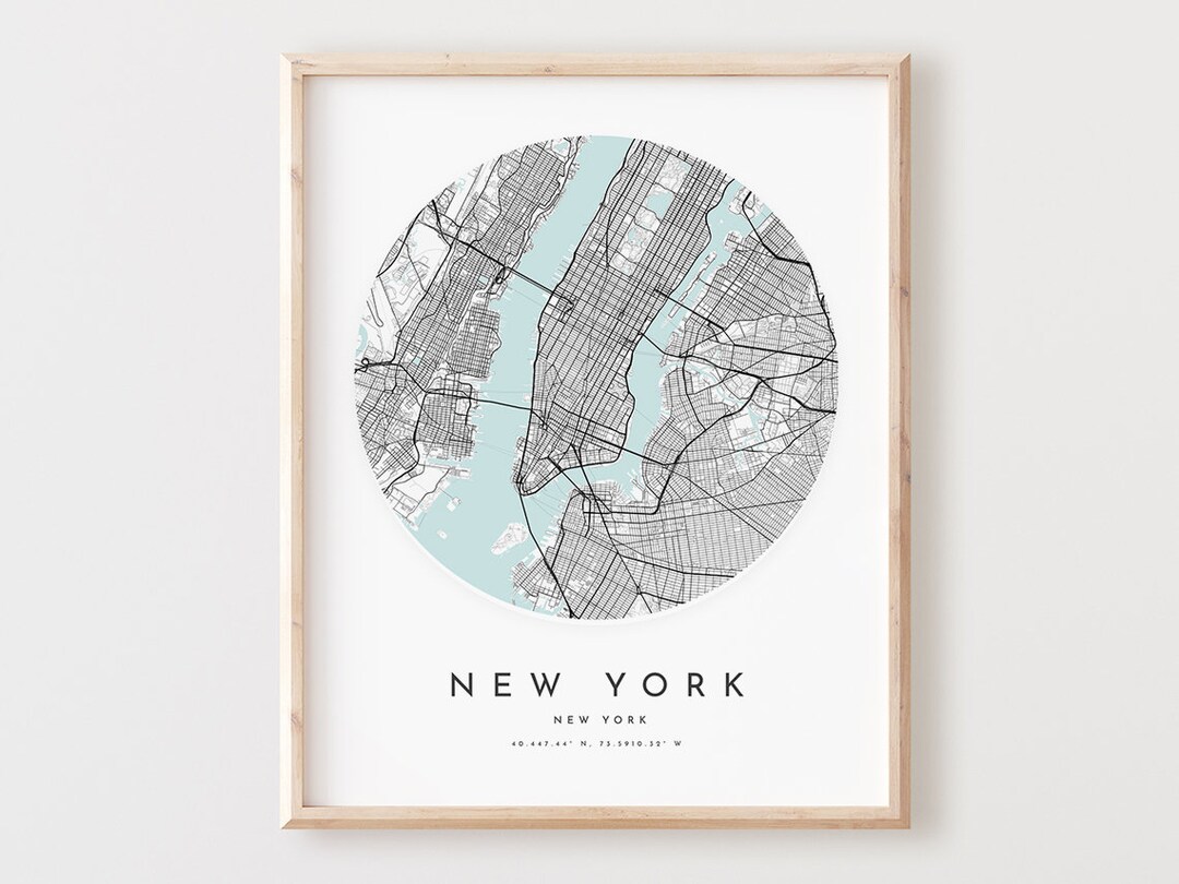New York Map Print, New York Map Poster City Wall Art, Ny Road Map, New ...