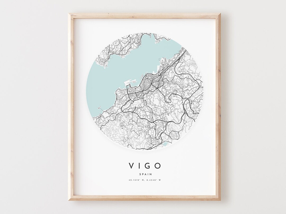 Vigo Map Print, Vigo Map Poster City Wall Art, Vigo Road Map, Vigo ...