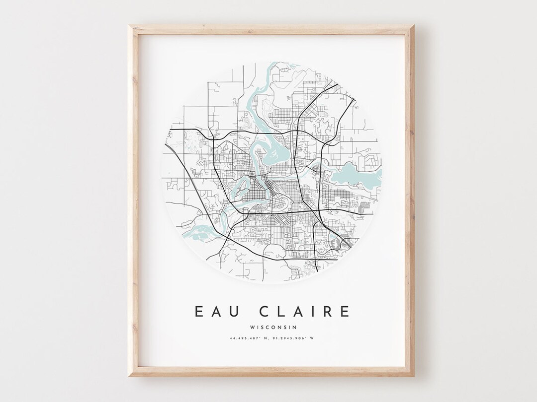 Eau Claire Map Print, Eau Claire Map Poster City Wall Art, Wi Road Map ...