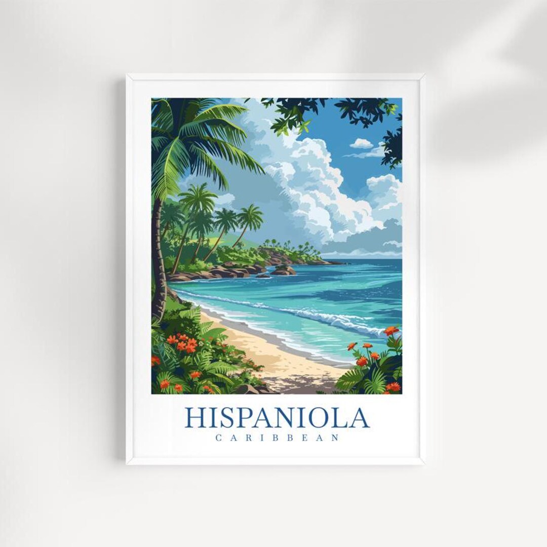 Hispaniola Travel Print Wall Art Haiti Wall Hanging Dominican Home ...
