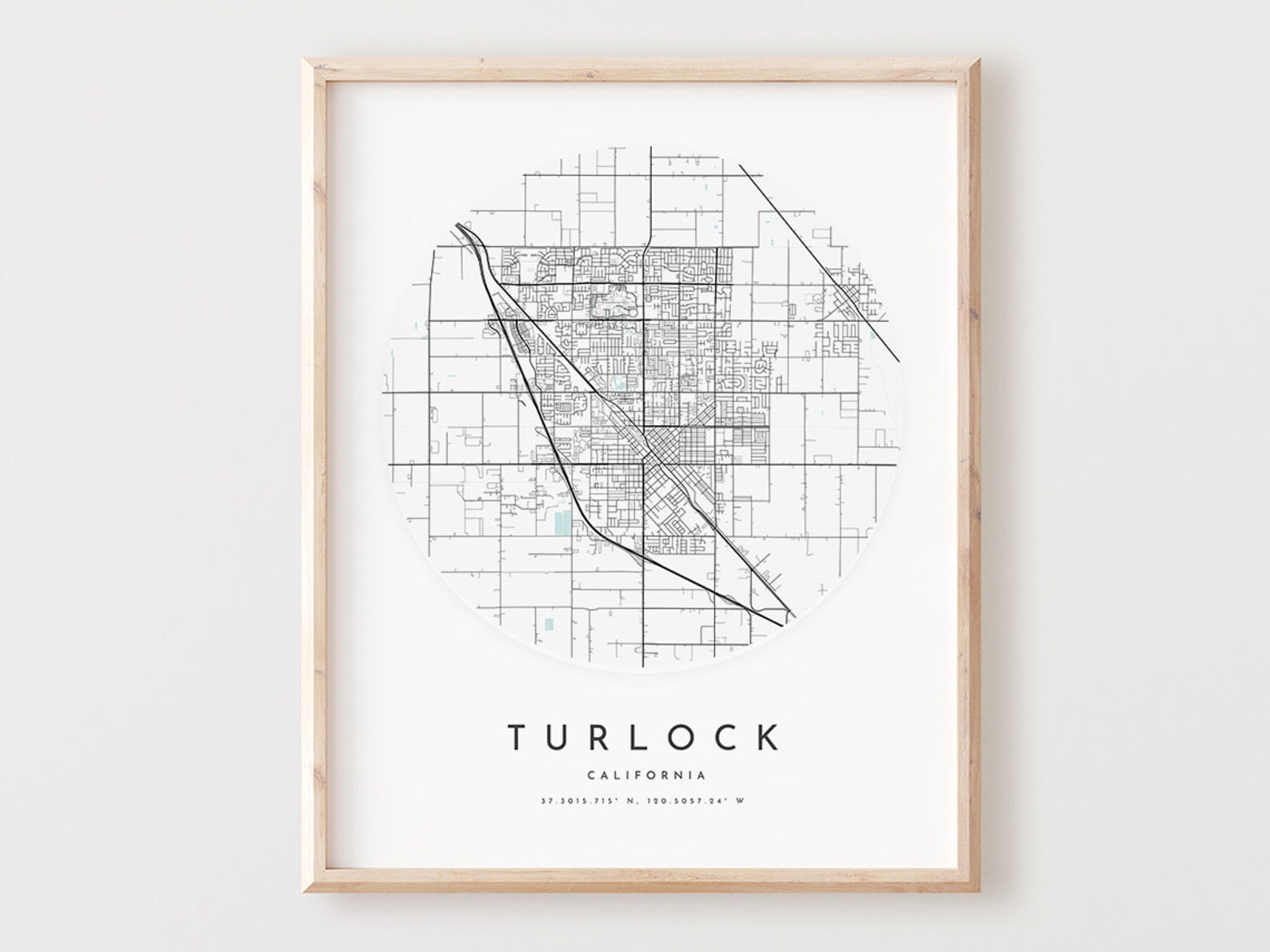 Turlock Map Print, Turlock Map Poster City Wall Art, Ca Road Map ...
