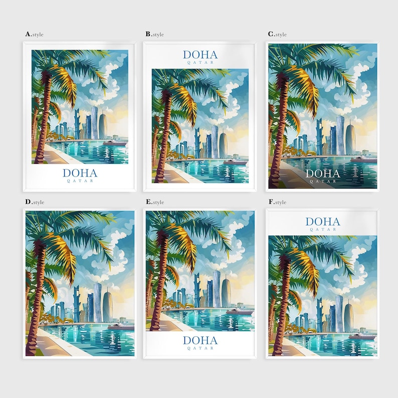 Doha Qatar Travel Poster: Personalized City Wall Art - Etsy