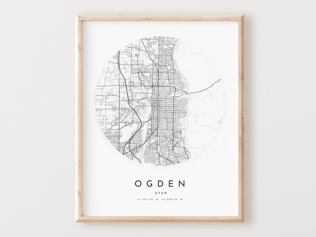 Ogden Map Print, Ogden Map Poster City Wall Art, Ut Road Map, Utah ...