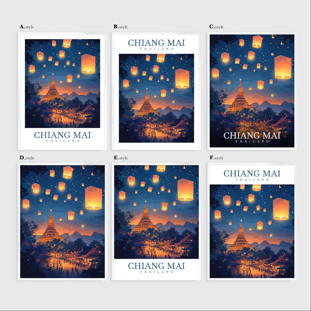 Chiang Mai Temple Art Print: Thailand City View Travel Poster - Etsy