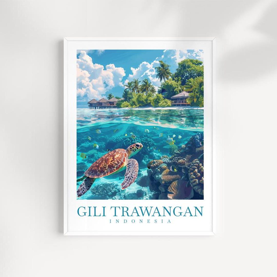 Gili Trawangan Travel Poster: Indonesia Wall Art - Etsy