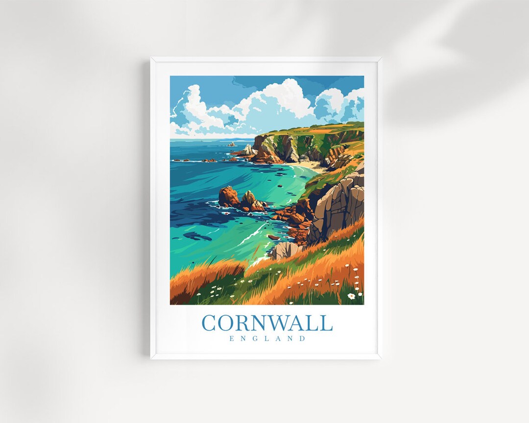 Cornwall Travel Print Cornwall Poster Wall Art England Wall Hanging ...