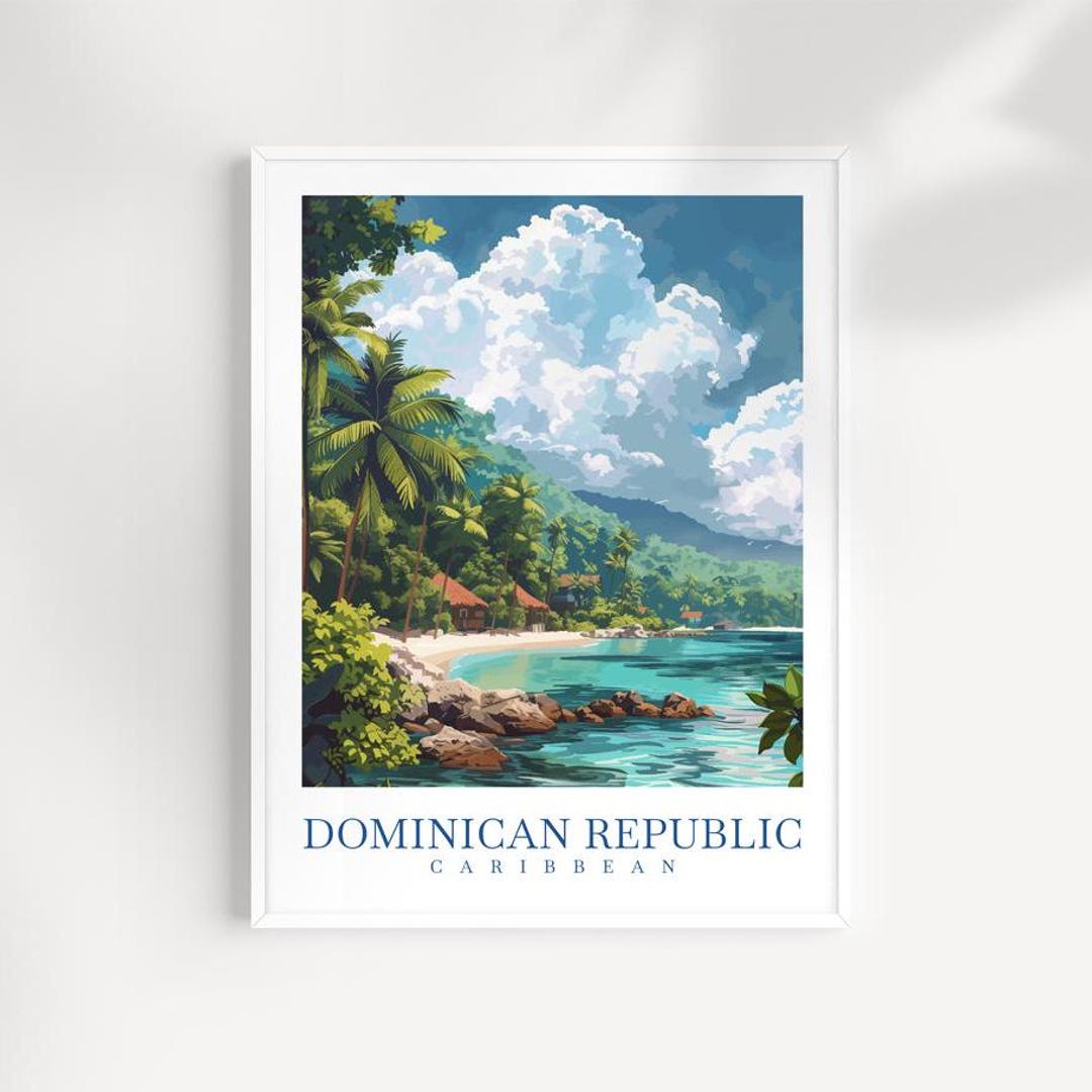 Dominican Republic Travel Poster: Caribbean Beach Art Print - Etsy