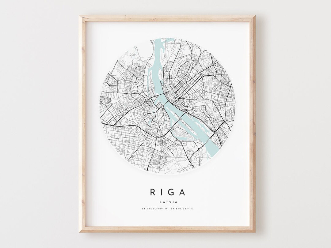 Riga Map Print, Riga Map Poster City Wall Art, Riga Road Map, Riga ...