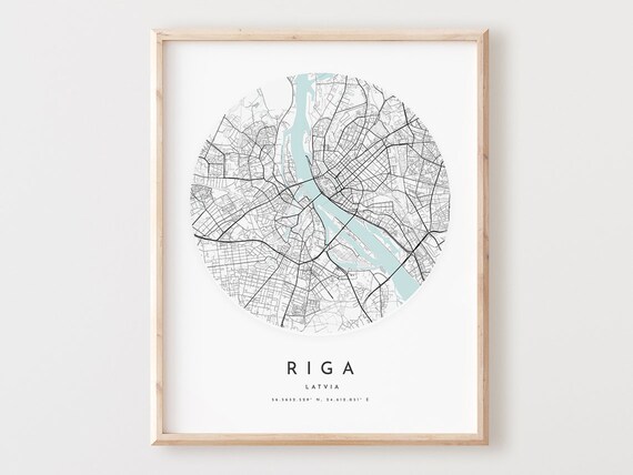 Riga Map Print Riga Map Poster City Wall Art Riga Road Map | Etsy