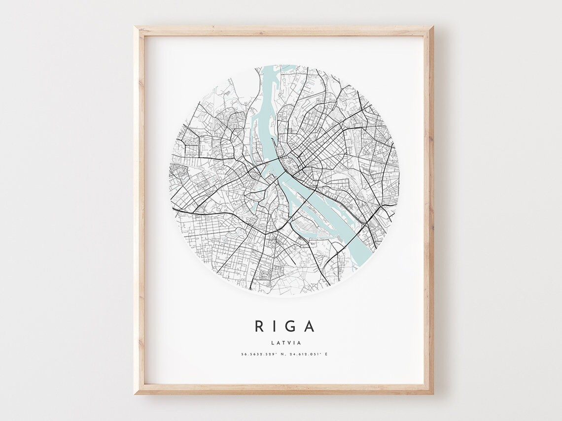 Riga Map Print Riga Map Poster City Wall Art Riga Road Map - Etsy