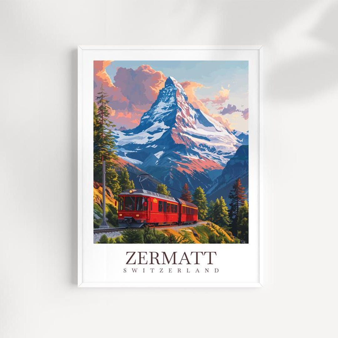 Zermatt Travel Print Wall Art Switzerland Wall Hanging Home Décor ...