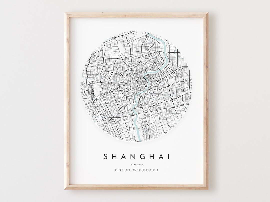 Shanghai Map Print, Shanghai Map Poster City Wall Art, Shanghai Road ...