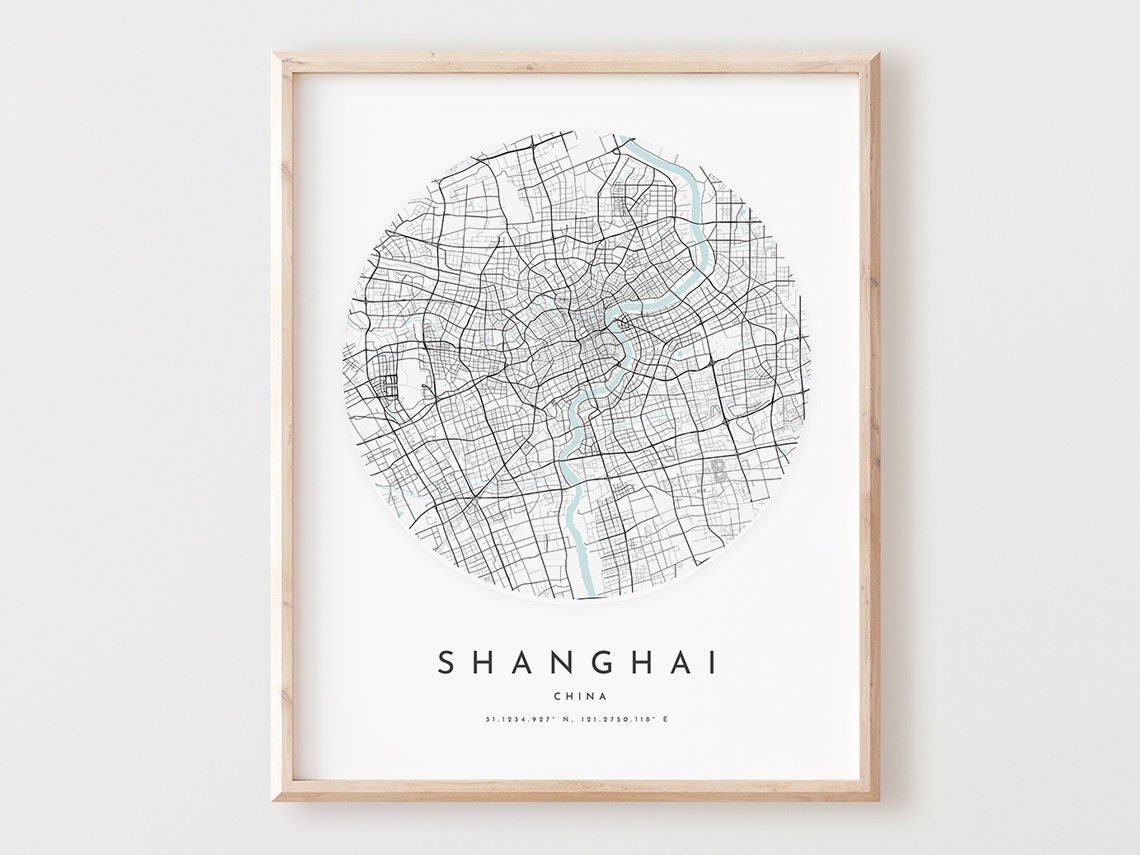 Shanghai Map Print Shanghai Map Poster City Wall Art - Etsy