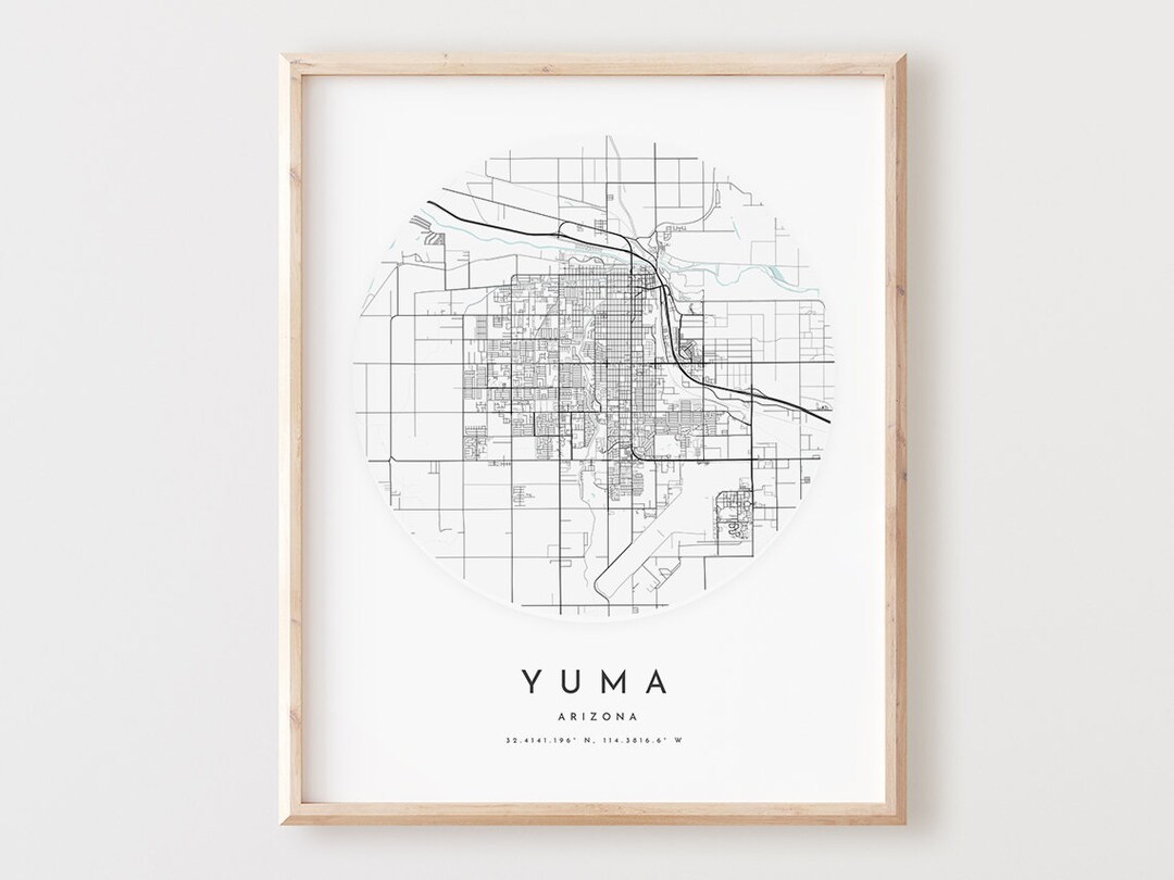 Yuma Map Print, Yuma Map Poster City Wall Art, Az Road Map, Arizona ...