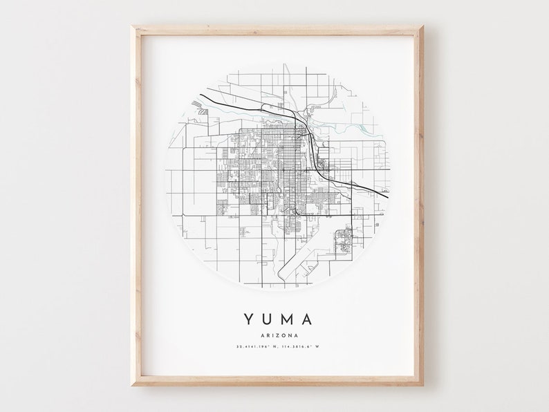 Yuma Map Print, Yuma Map Poster City Wall Art, Az Road Map, Arizona ...