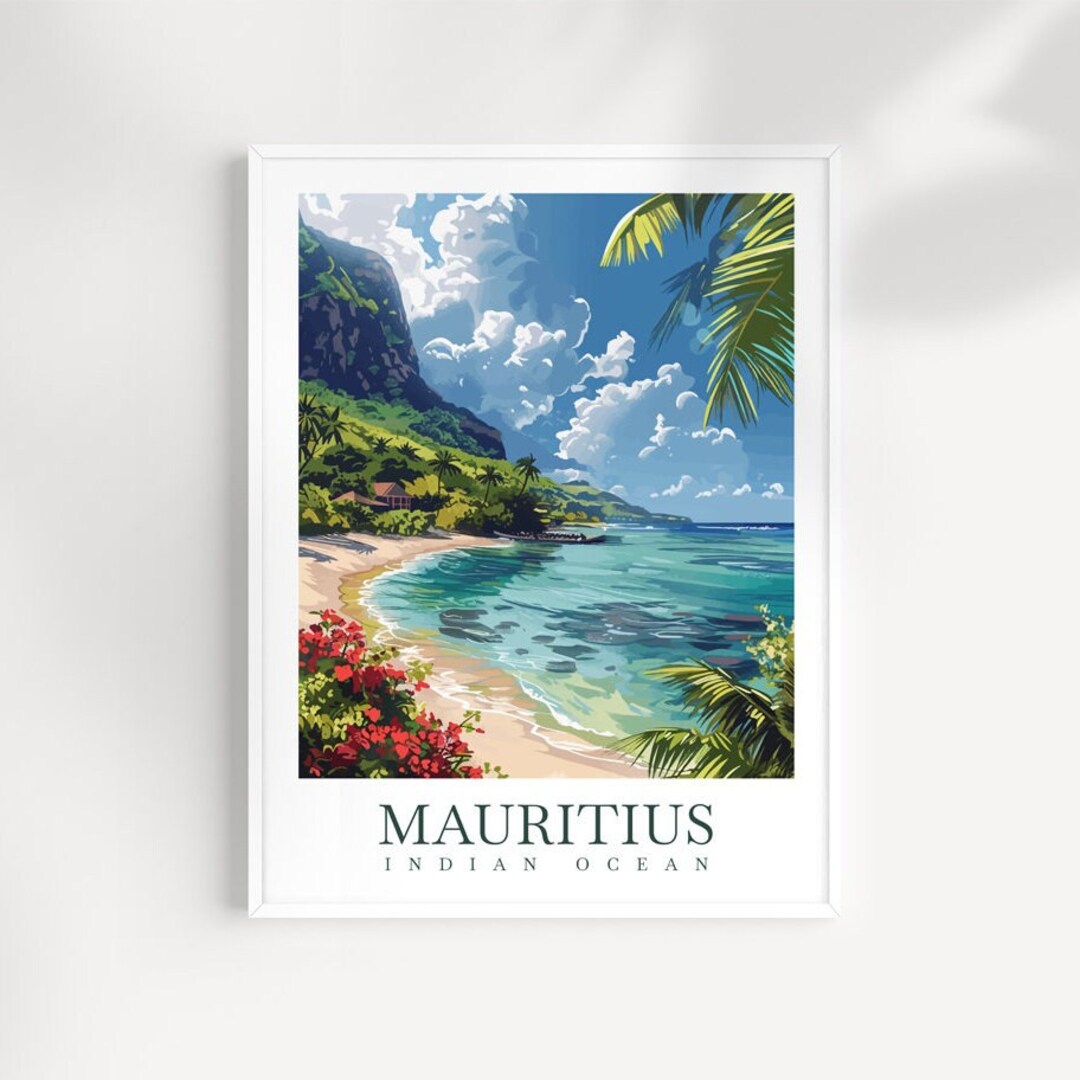 Mauritius Travel Print Wall Art East Africa Wall Hanging Home Décor ...