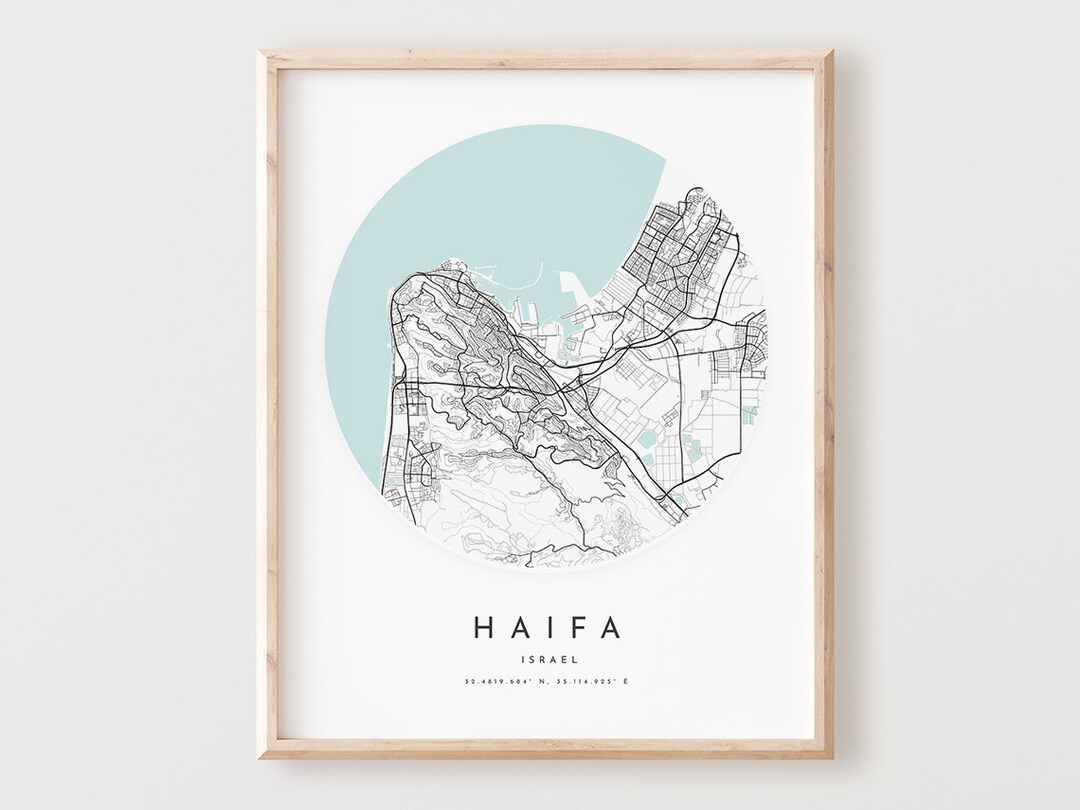 Haifa Map Print, Haifa Map Poster City Wall Art, Haifa Road Map, Haifa ...