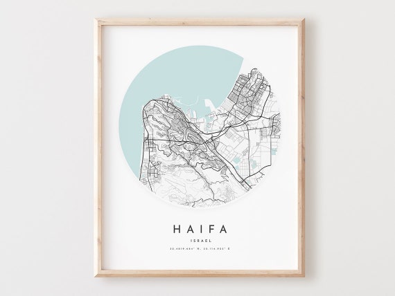 Haifa Map Print Haifa Map Poster City Wall Art Haifa Road | Etsy